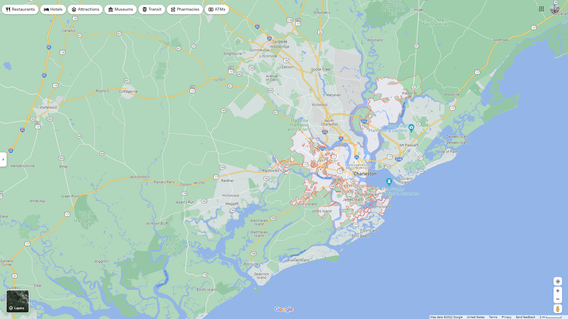 Charleston, South Carolina Map