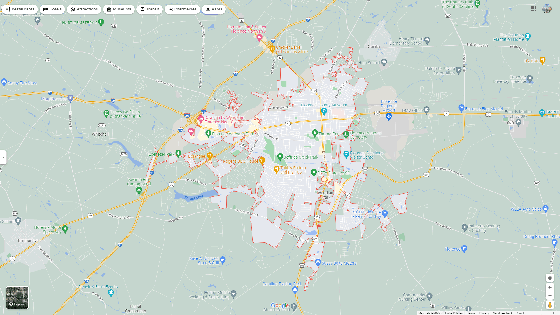 Florence, South Carolina Map