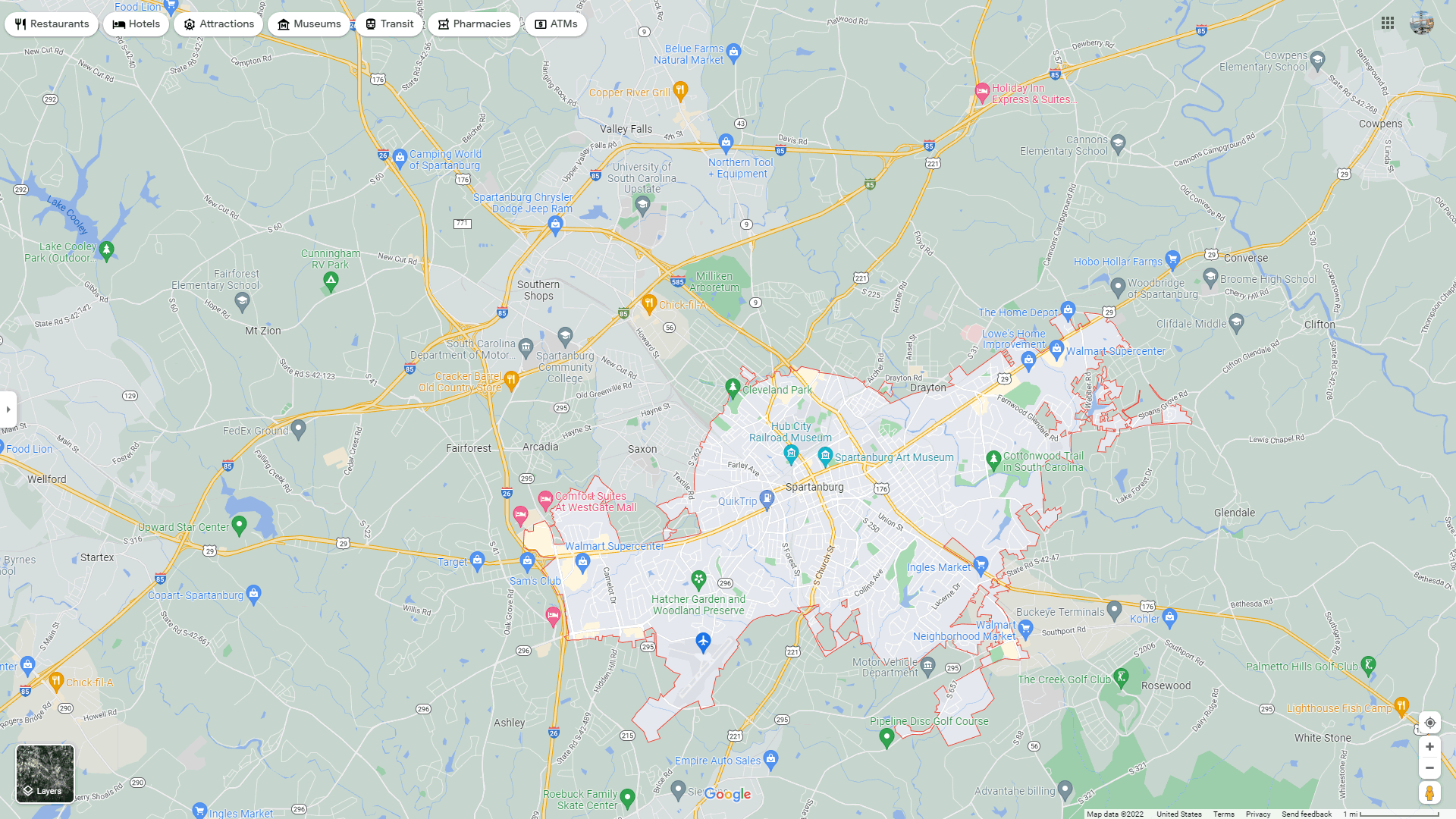 Spartanburg, South Carolina Map