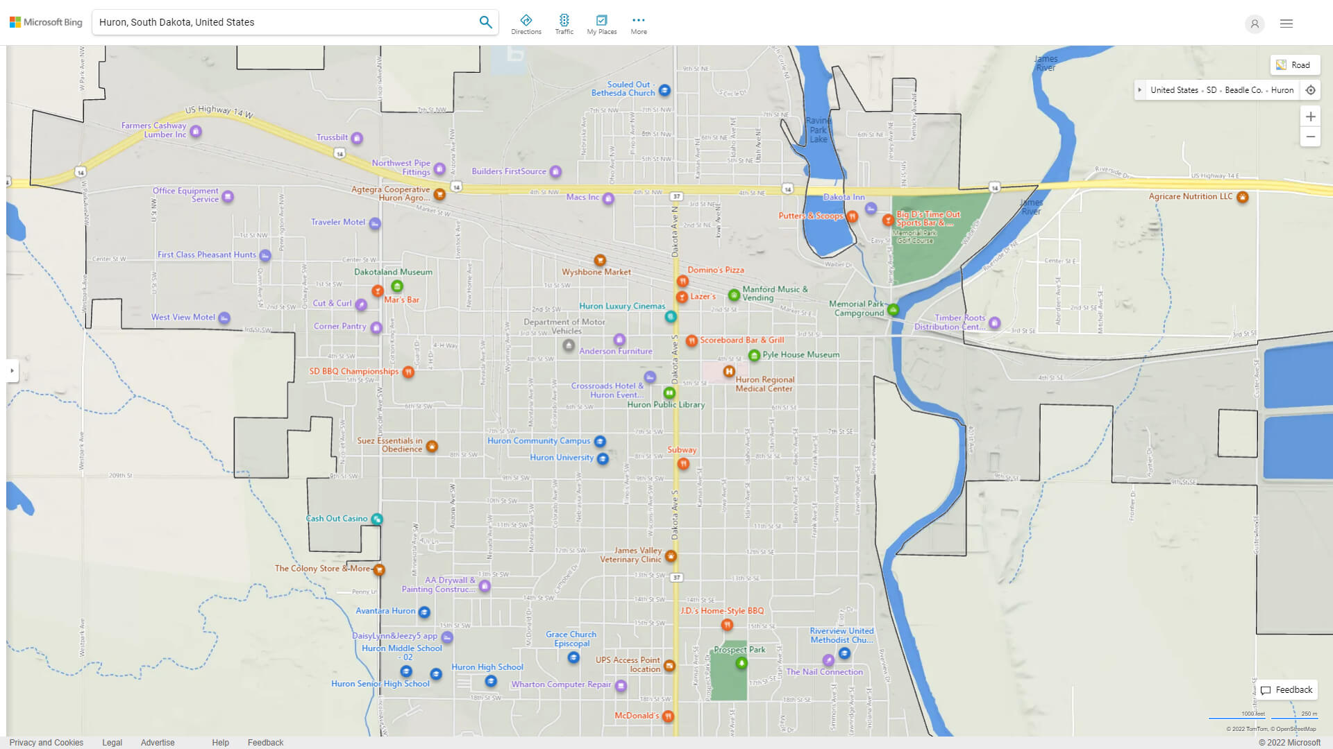 Huron South Dakota Map - United States