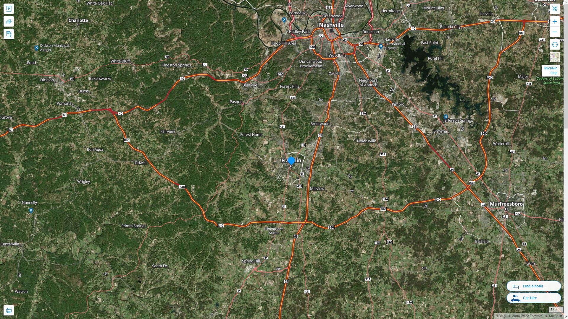 Franklin Tennessee Map - United States