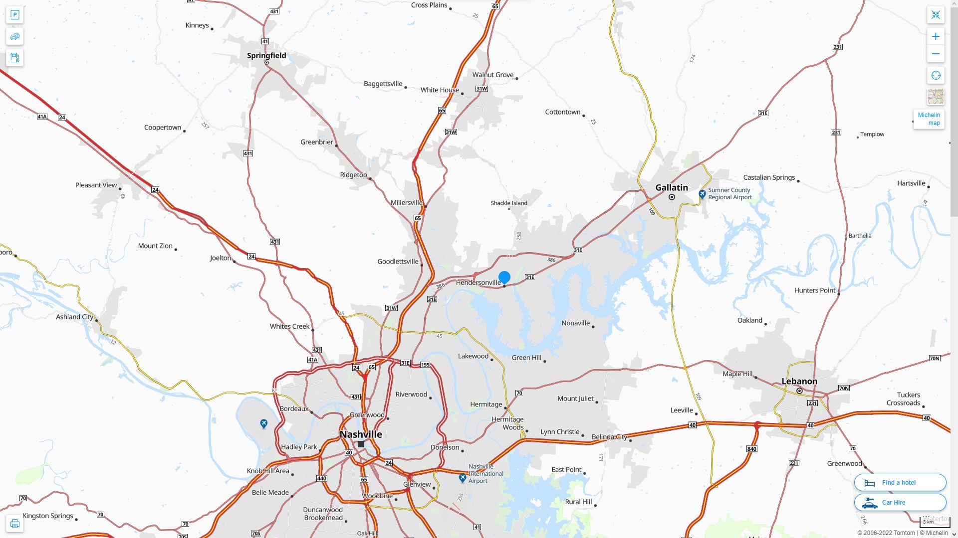 Hendersonville, Tennessee Map