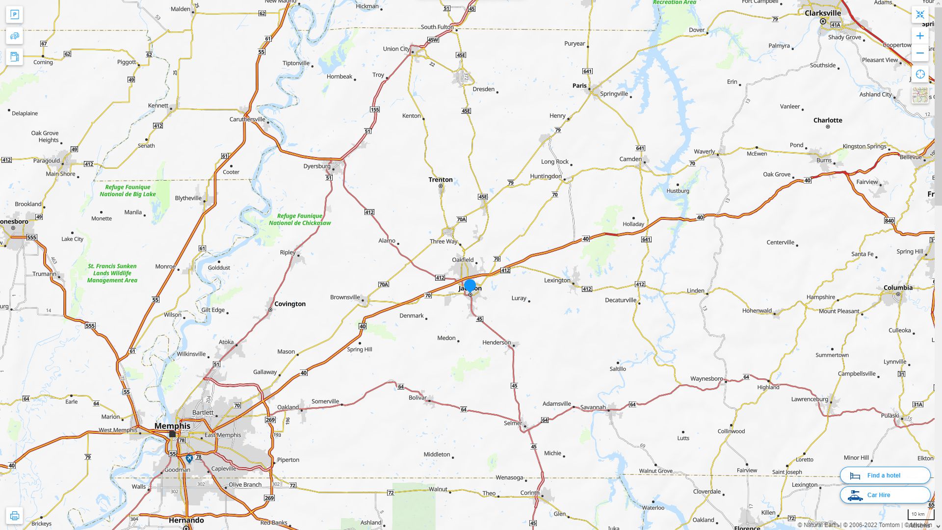 Jackson, Tennessee Map