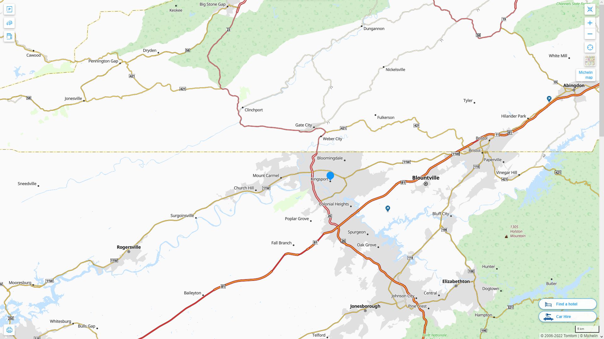 Kingsport, Tennessee Map