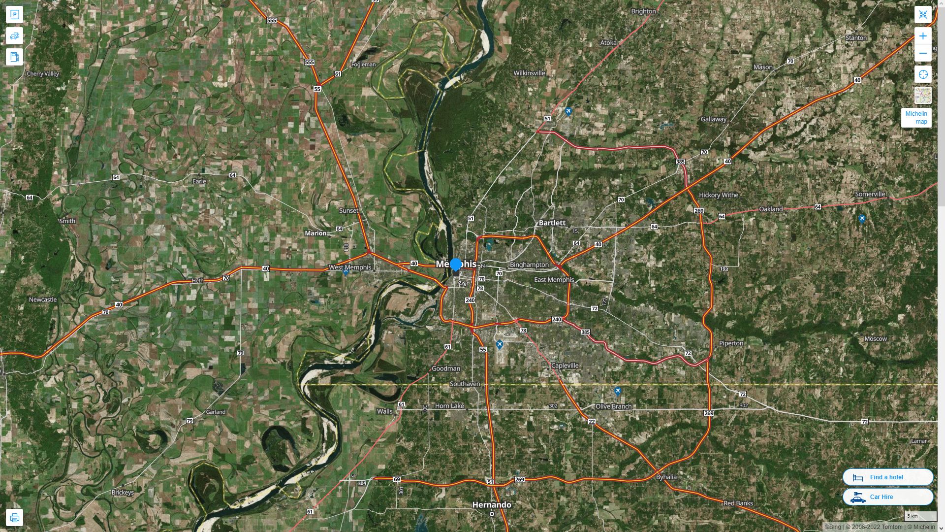 Memphis, Tennessee Map