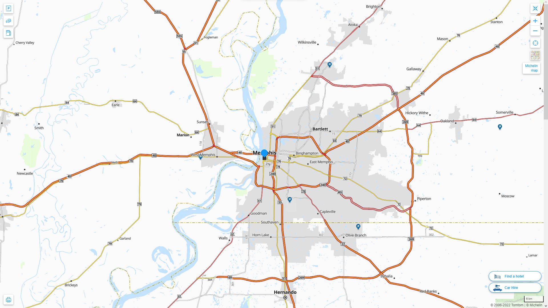 Memphis, Tennessee Map