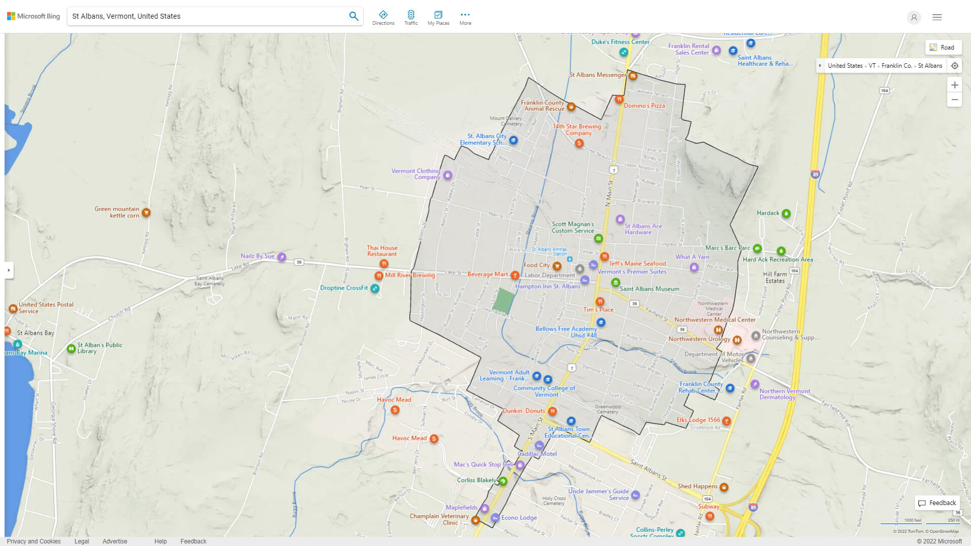 St. Albans, Vermont Map