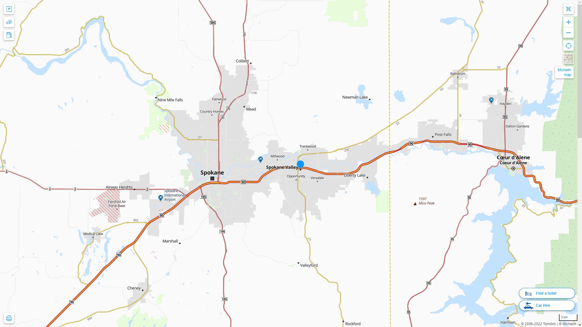Spokane Valley, Washington Map