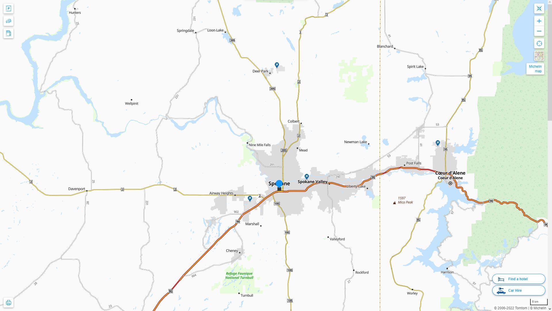 Spokane, Washington Map