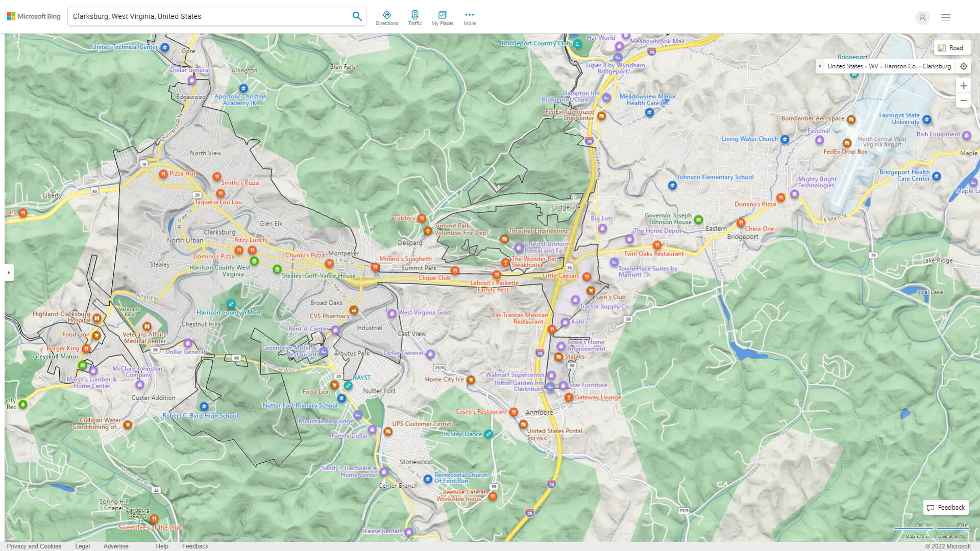 Clarksburg West Virginia Map