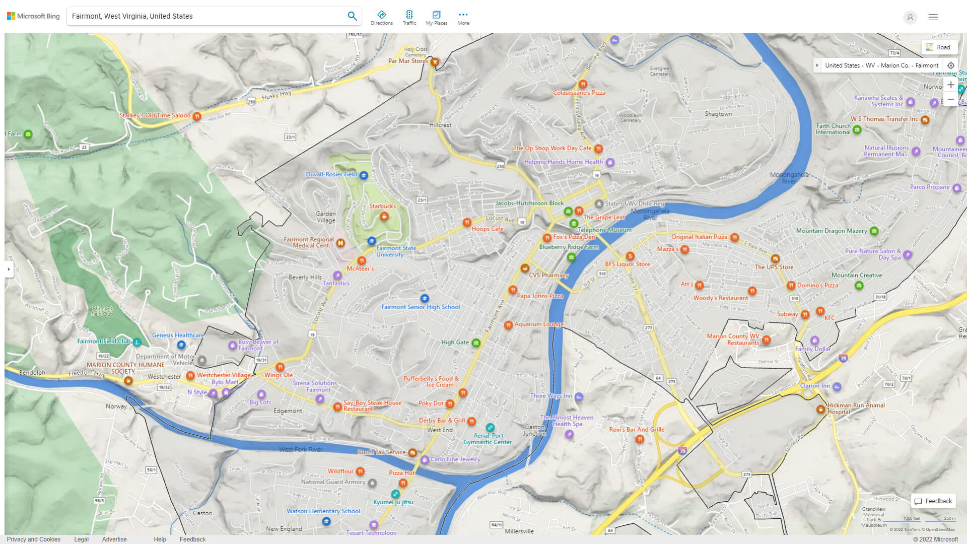 Fairmont, West Virginia Map