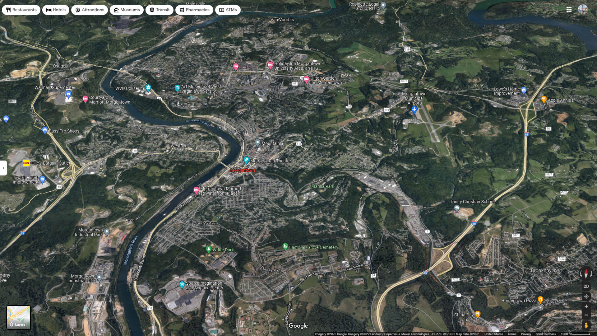 Morgantown West Virginia Map - United States