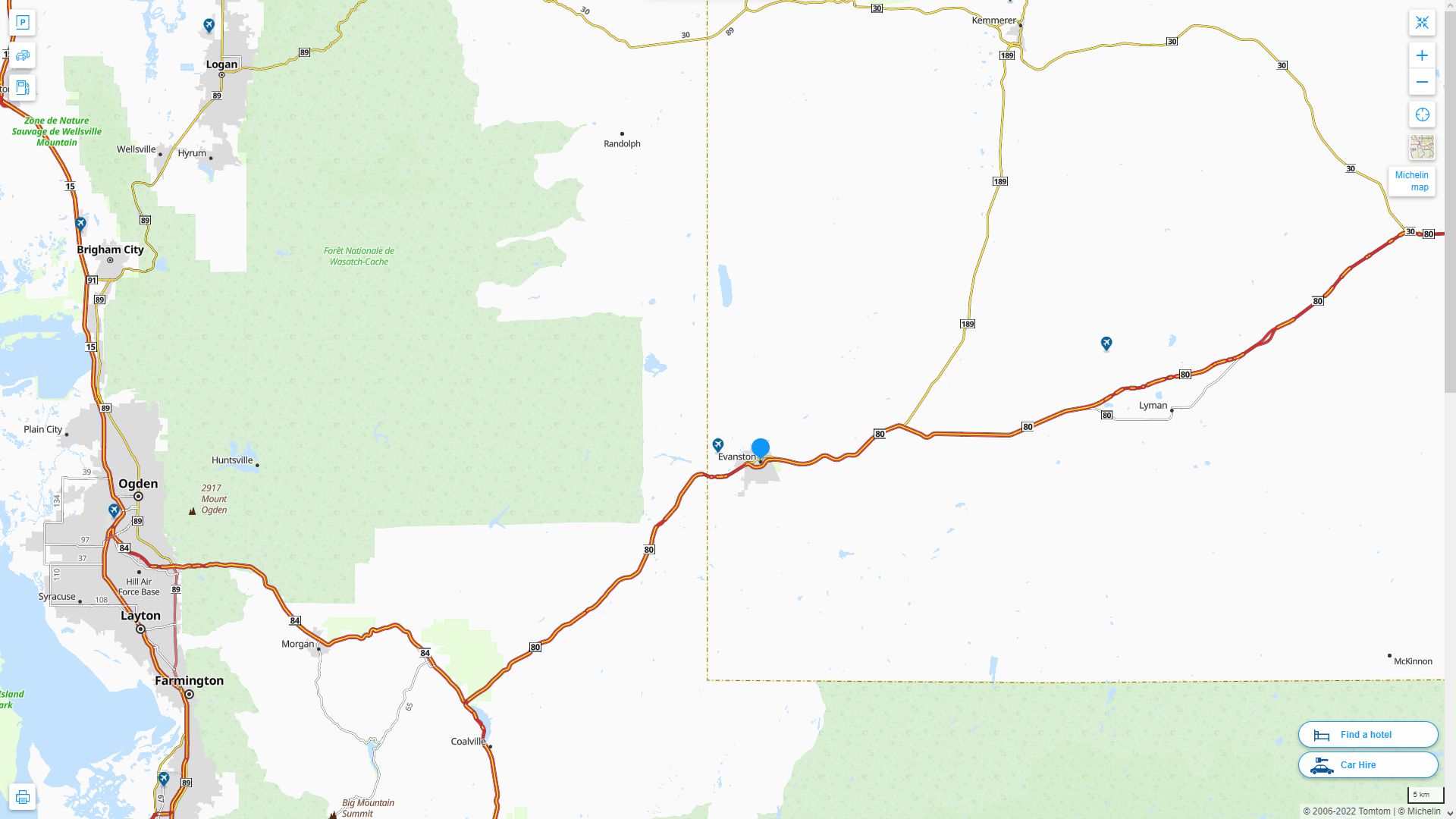 Evanston, Wyoming Map