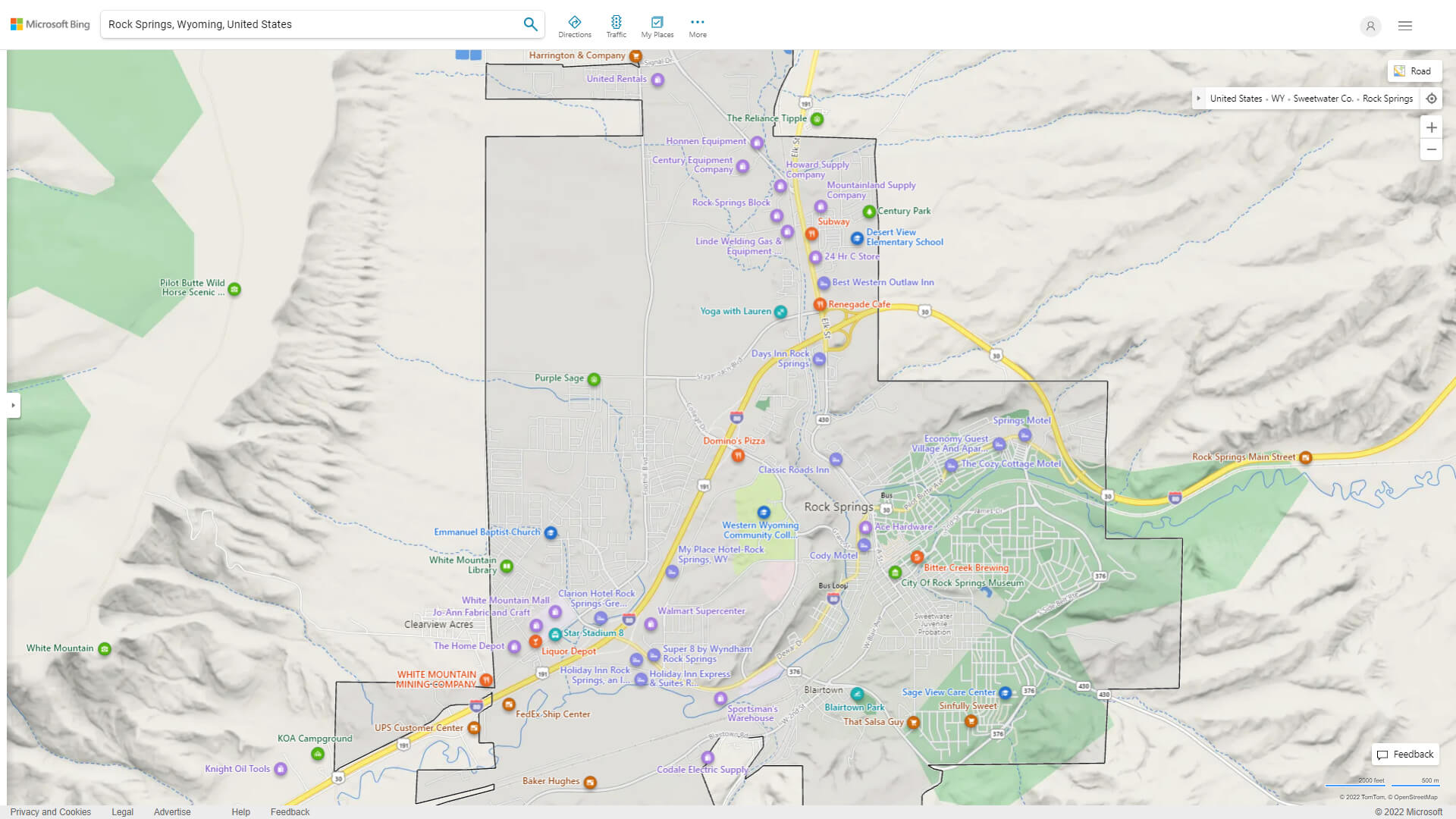 Rock Springs, Wyoming Map