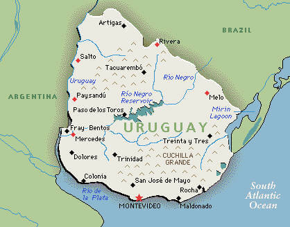 Physical Map Uruguay